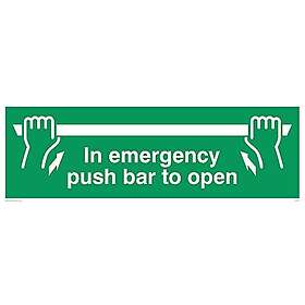 Viking Signs skyltar SA397-L31-1M "In Emergency Push Bar To Open" skylt ...
