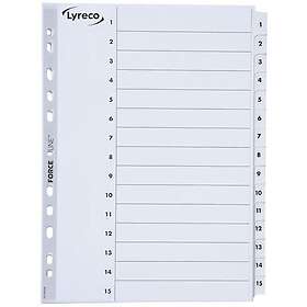 Lyreco Register A4 kartong 1-15 hvit, Från 12 kr